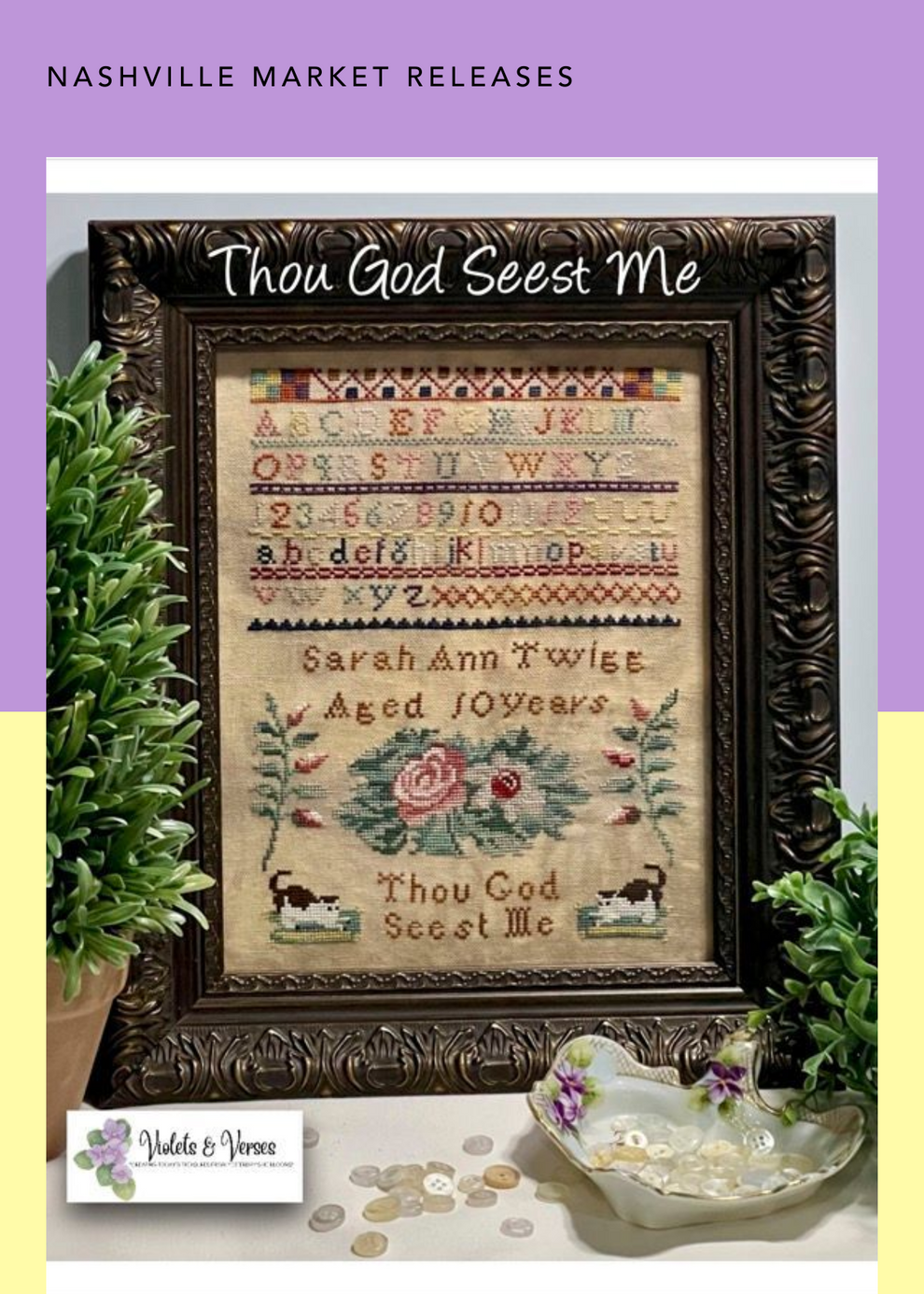 Thou God Seest Me - Reproduction Sampler Chart by Violets & Verses – A ...